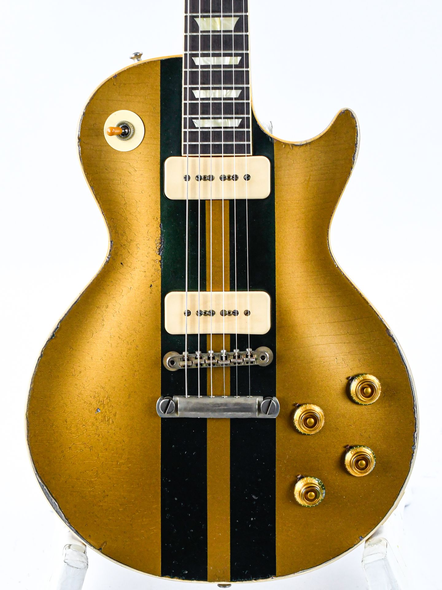 Gibson Custom 56 Les Paul All Gold w/ British Racing Green Stripes ...